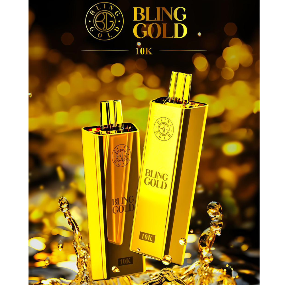 Gold Bling 10000 Disposable Vape Puff Pod Bar Box of 10 - theno1plugshop